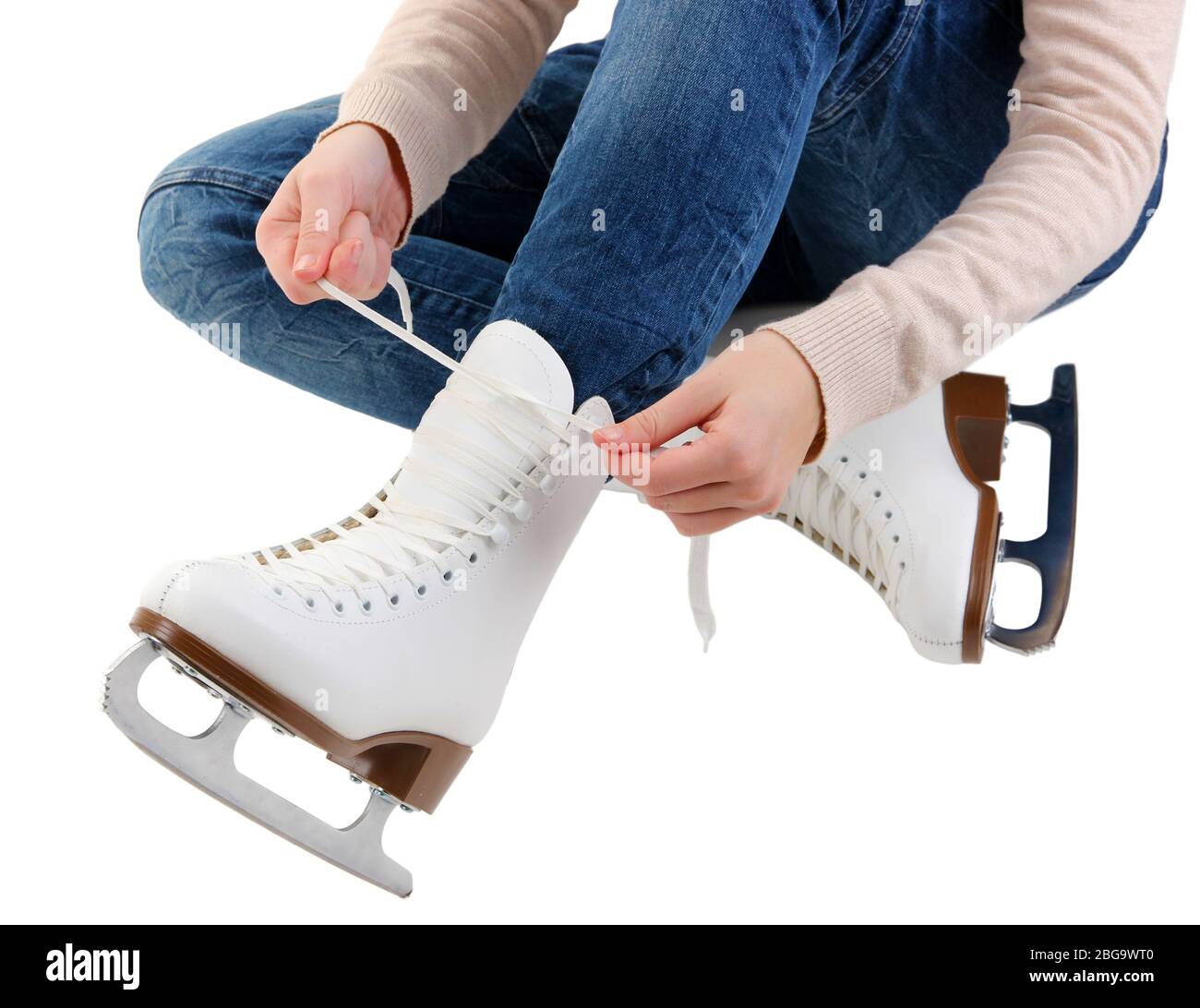 Skater wearing skates isolated on white Stock Photo - Alamy