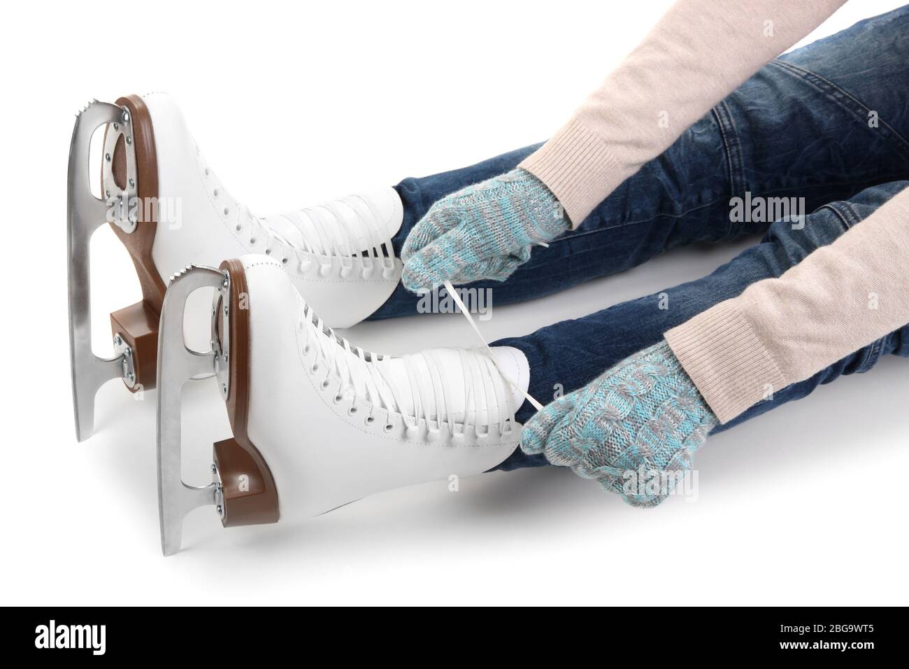 Skater wearing skates isolated on white Stock Photo - Alamy