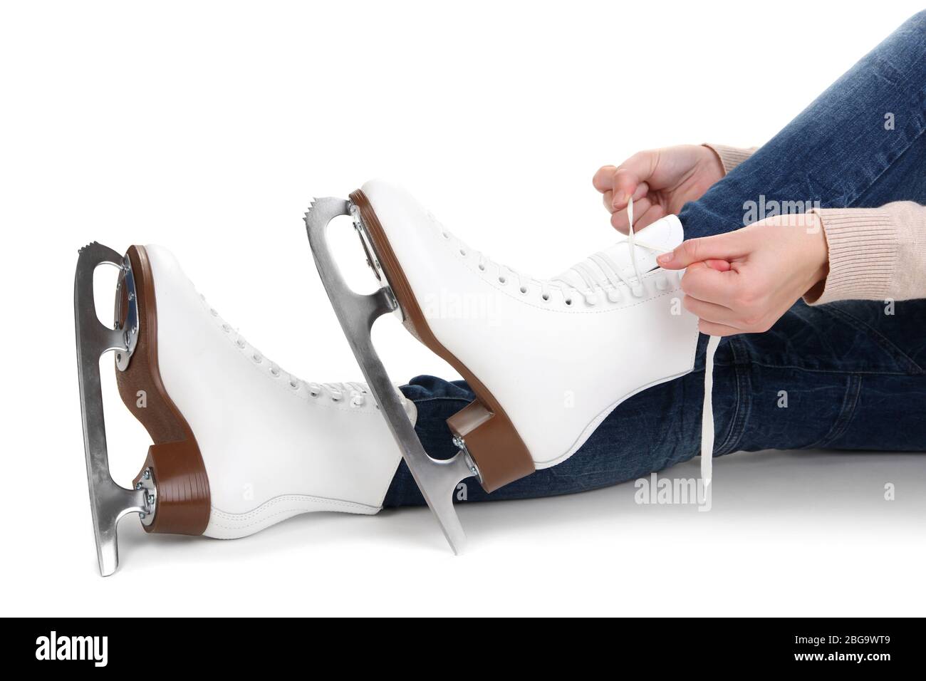 Skater wearing skates isolated on white Stock Photo - Alamy