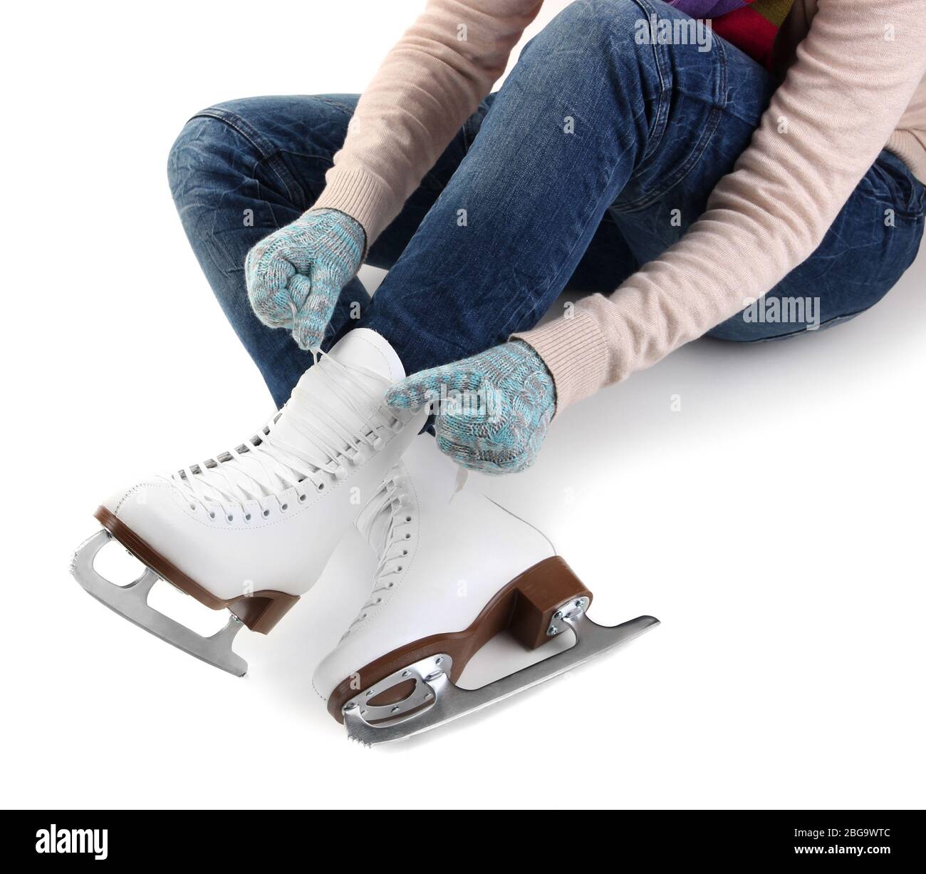 Skater wearing skates isolated on white Stock Photo - Alamy