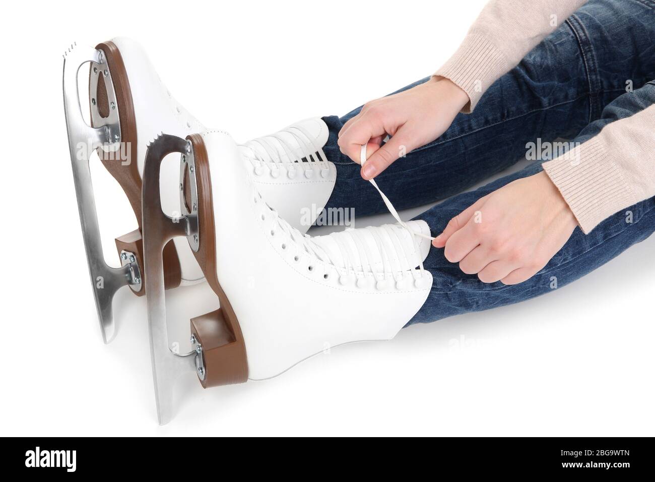 Skater wearing skates isolated on white Stock Photo - Alamy