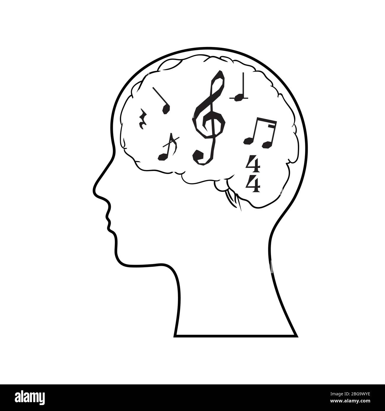 Vector illustration of man and thinking with music Stock Vector Image ...