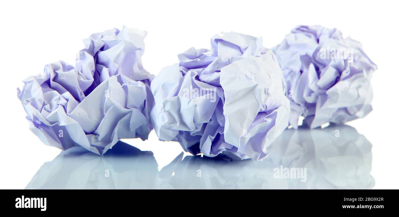 Crumpled paper balls isolated on white Stock Photo - Alamy
