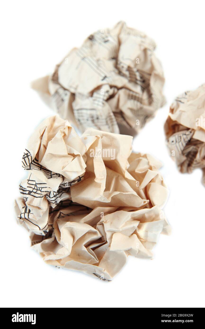 Crumpled paper balls isolated on white Stock Photo - Alamy