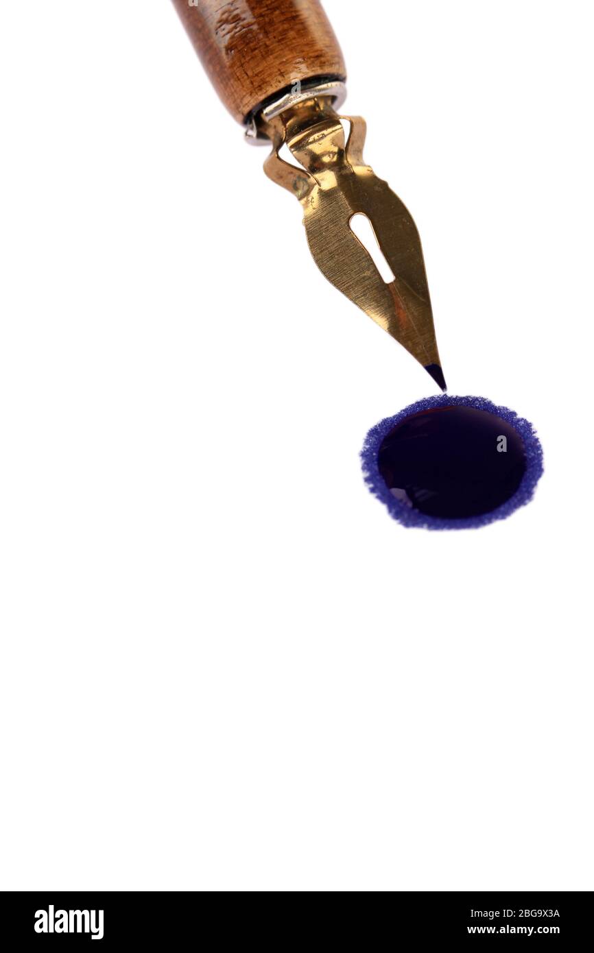 Pen and ink blot, isolated on white Stock Photo - Alamy