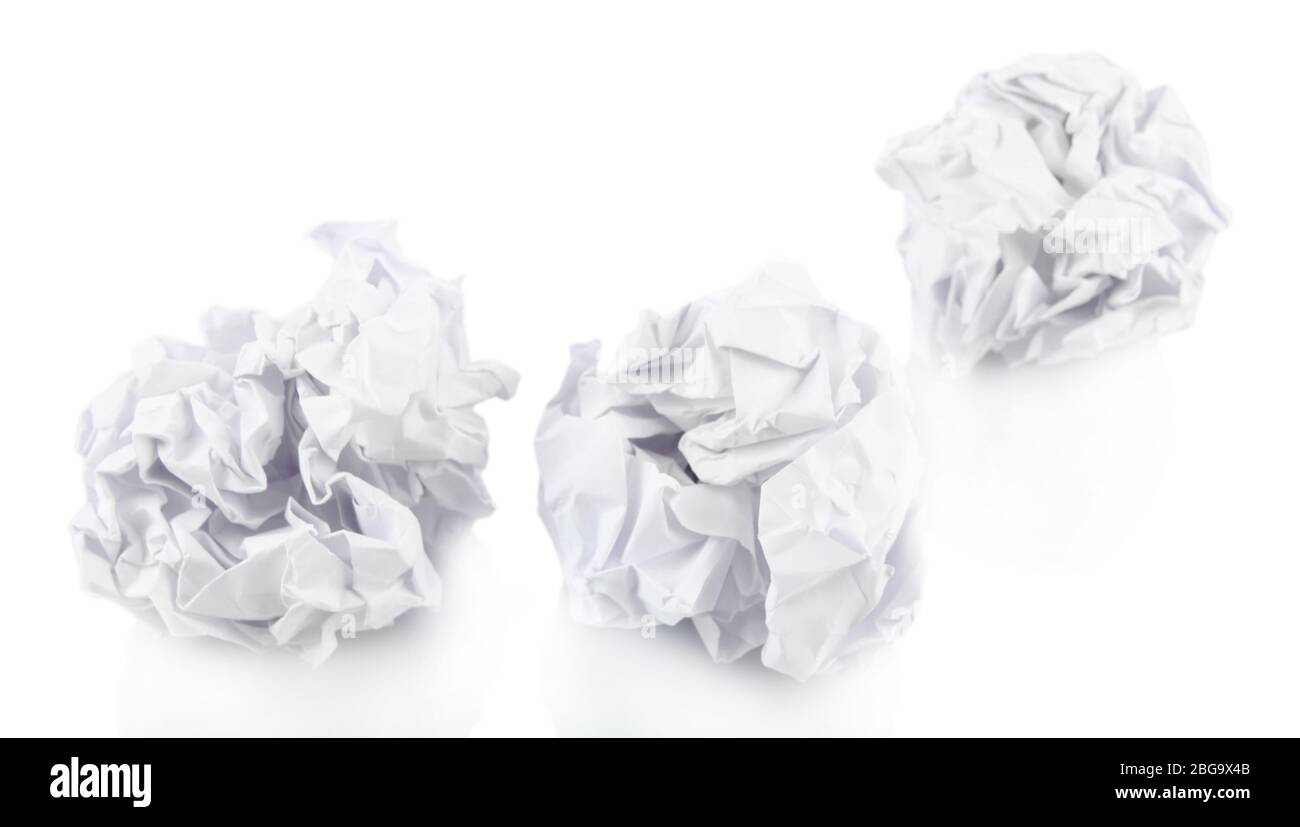 Crumpled paper balls isolated on white Stock Photo - Alamy