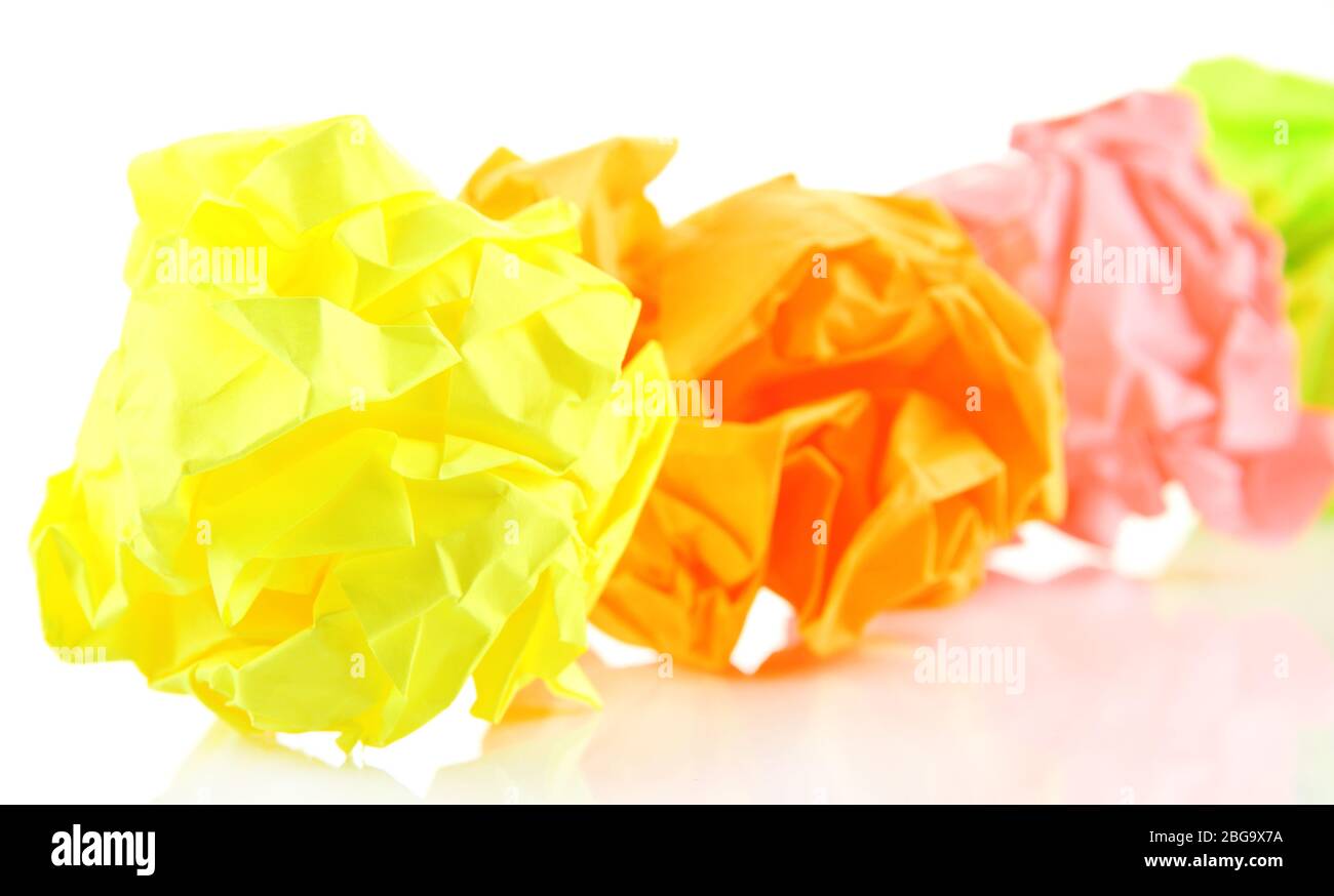 Colorful crumpled paper balls isolated on white Stock Photo - Alamy