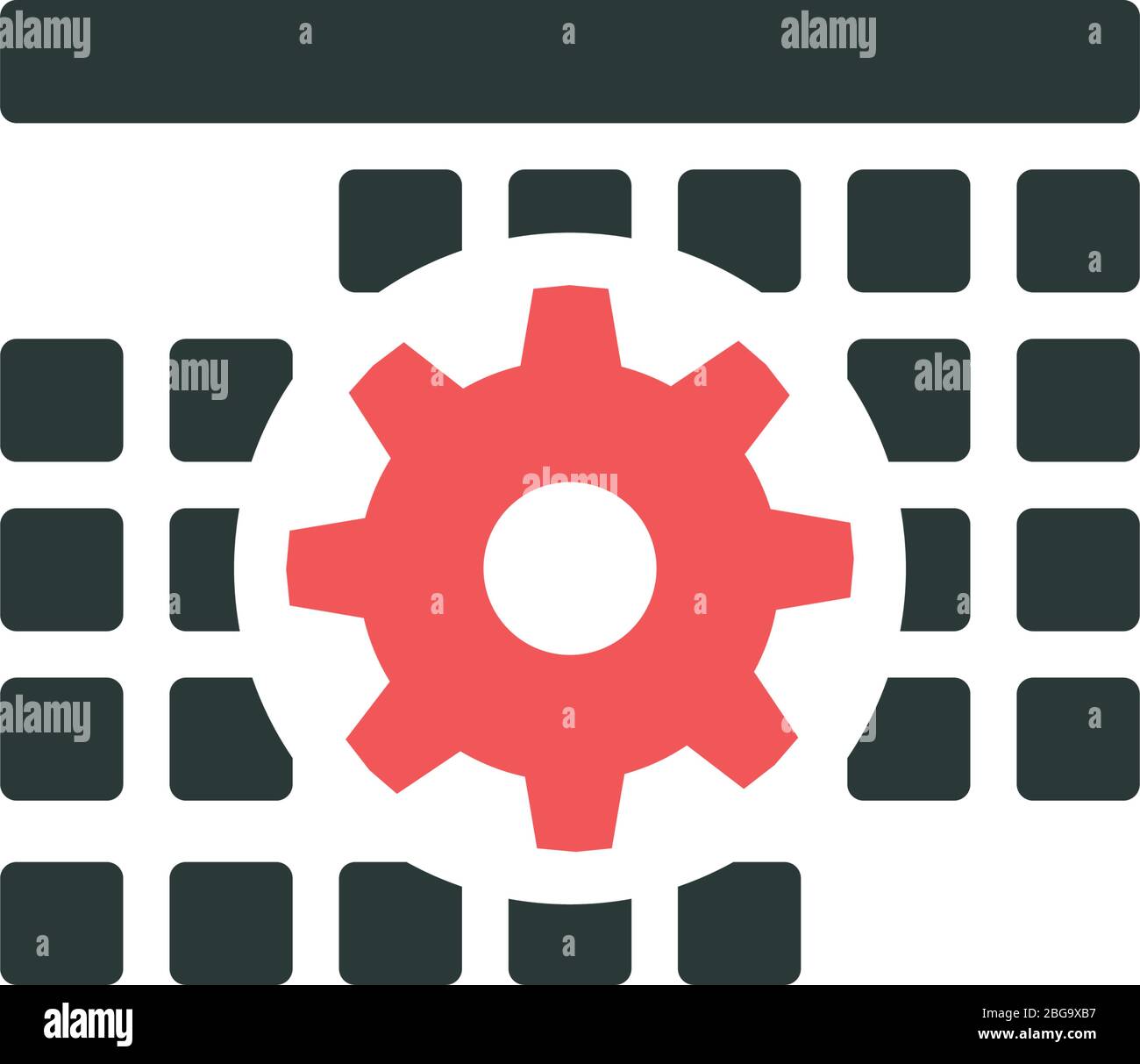 Calendar with gear icon, Working Days flat vector pictograph. Stock ...