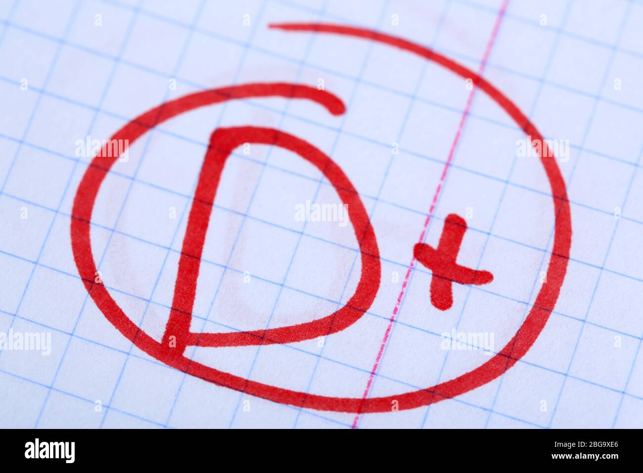 Grade D+ written on an exam paper Stock Photo - Alamy
