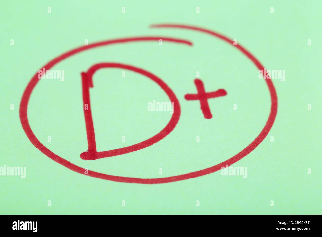 Grade D+ written on an exam paper Stock Photo - Alamy