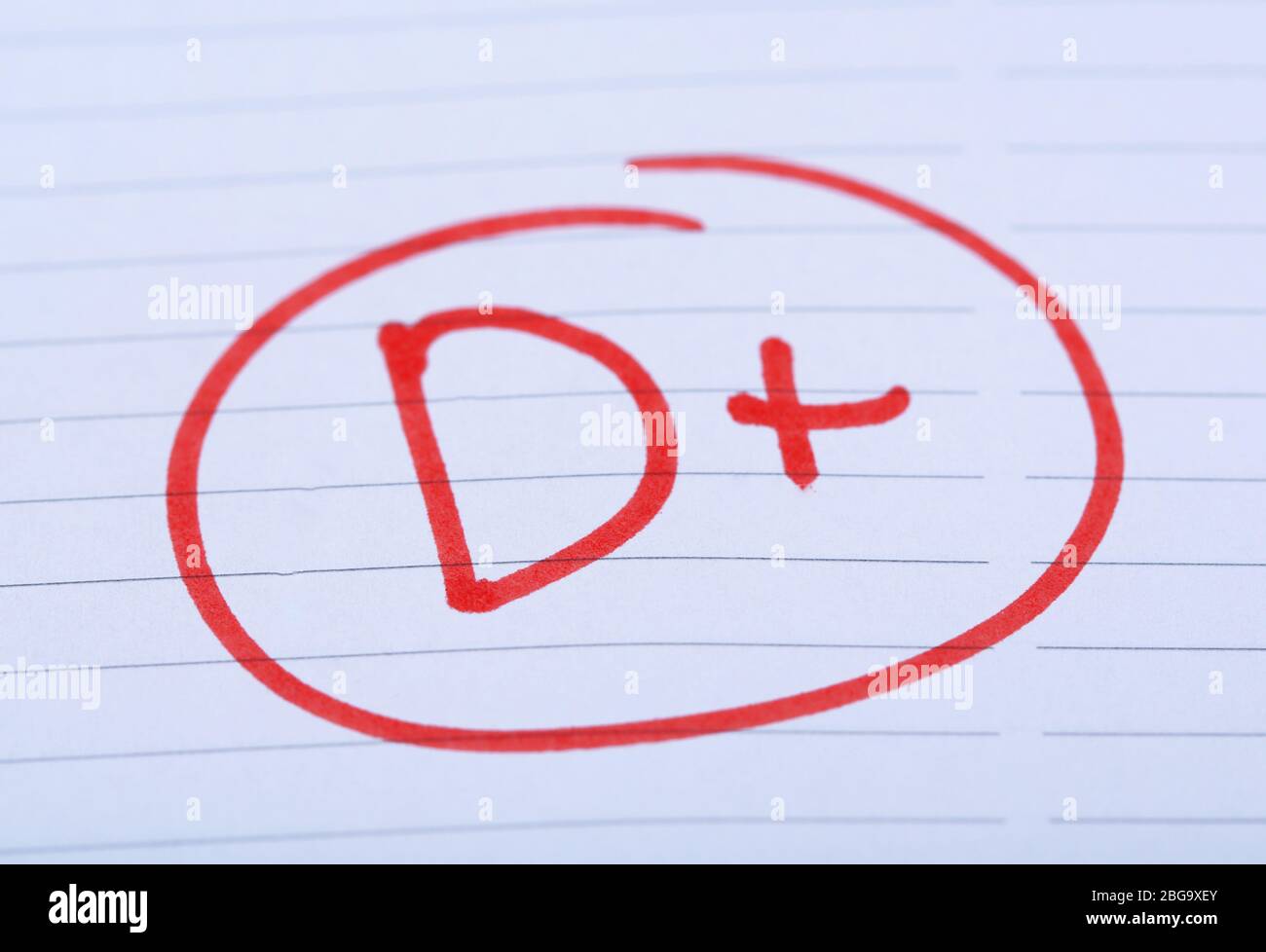 Grade D+ written on an exam paper Stock Photo - Alamy