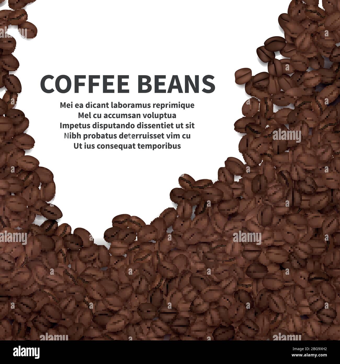 Roasting coffee beans on white background. Vector ads poster template ...