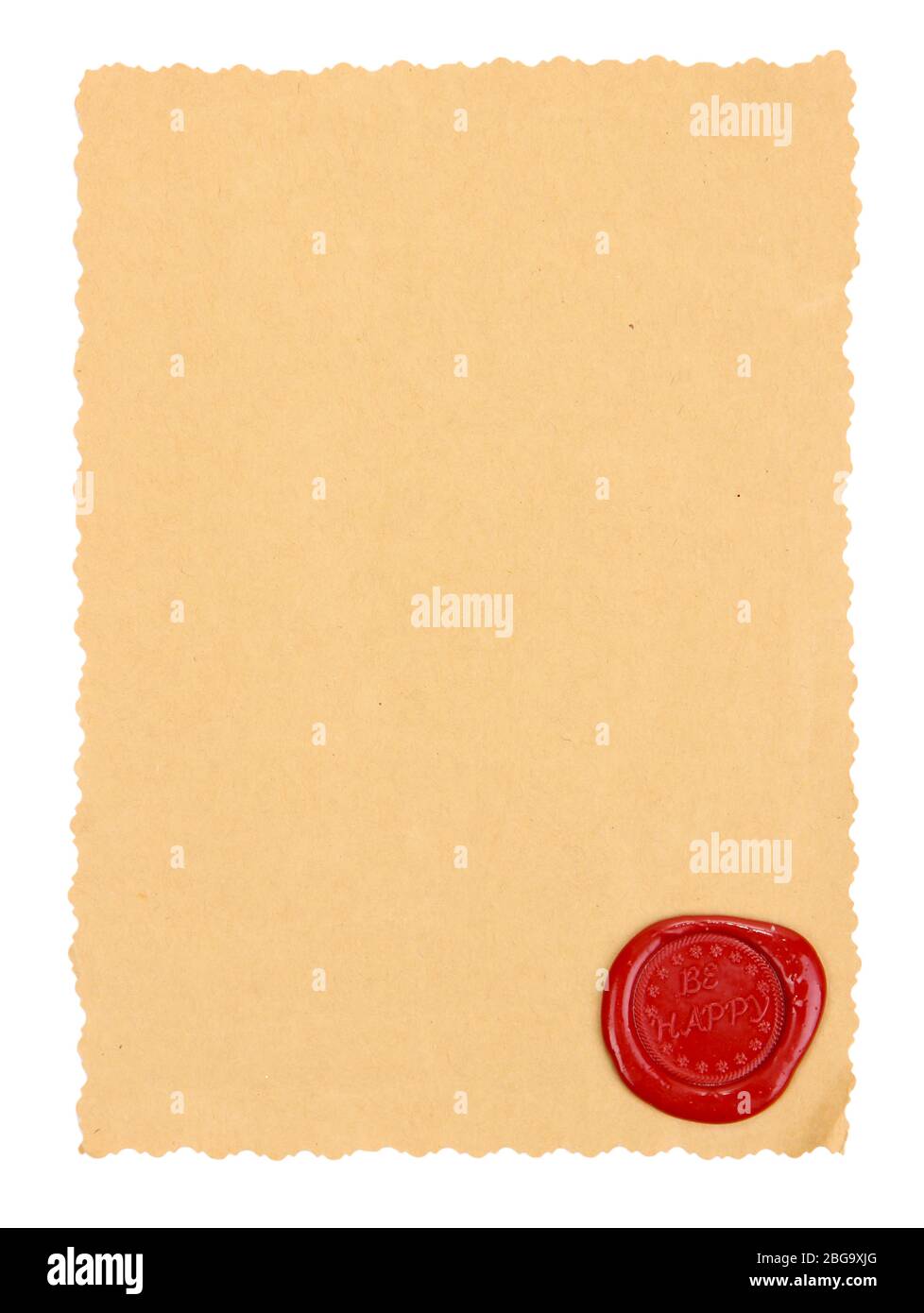 Vintage paper with stamp isolated on white Stock Photo - Alamy