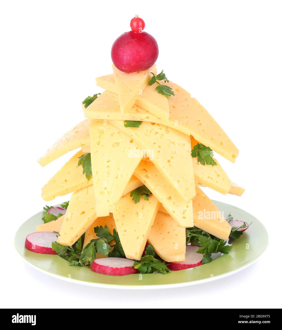 Christmas tree from cheese isolated on white Stock Photo - Alamy
