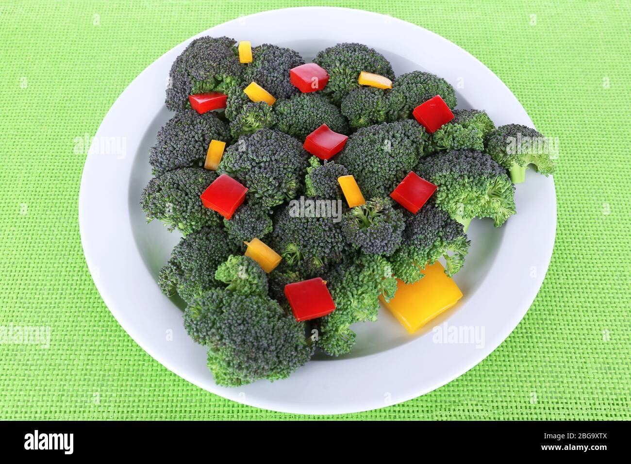 Christmas tree from broccoli on table close-up Stock Photo - Alamy