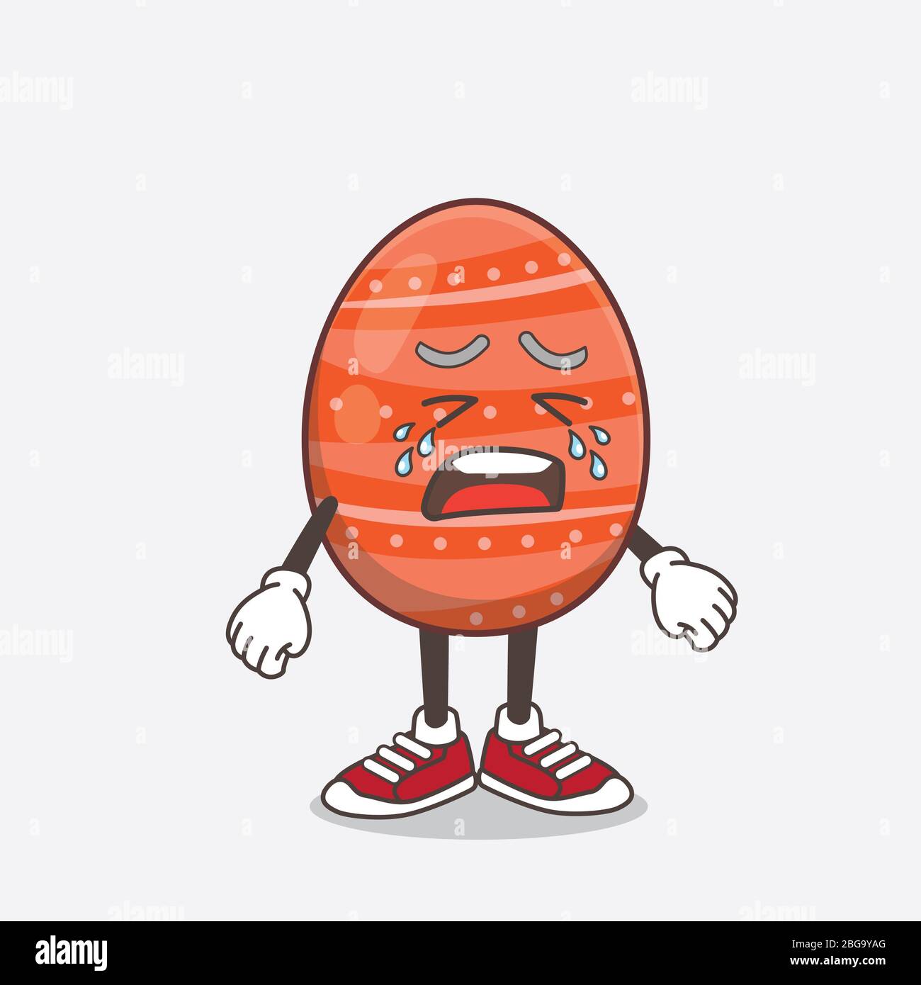 An illustration of Easter Egg cartoon mascot character with crying ...