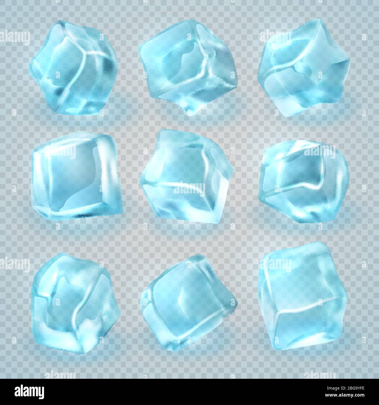 Realistic 3d ice cubes isolated on transparent background. Vector set ...