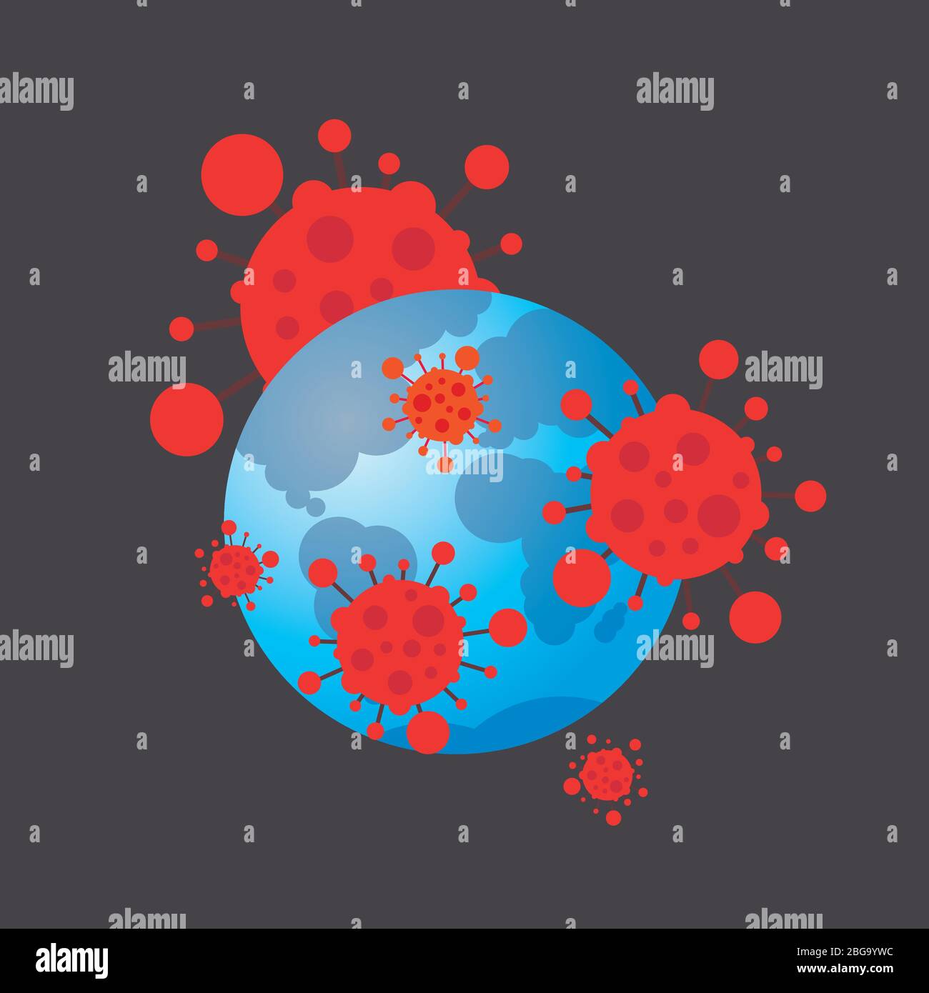 2019 nCoV Flu Spreading Of World Map Floating Influenza Virus