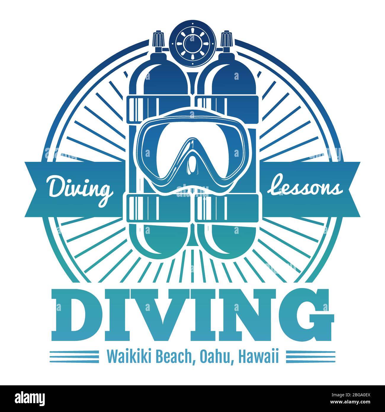 Color diving club emblem or logo isolated on white background. Vector ...