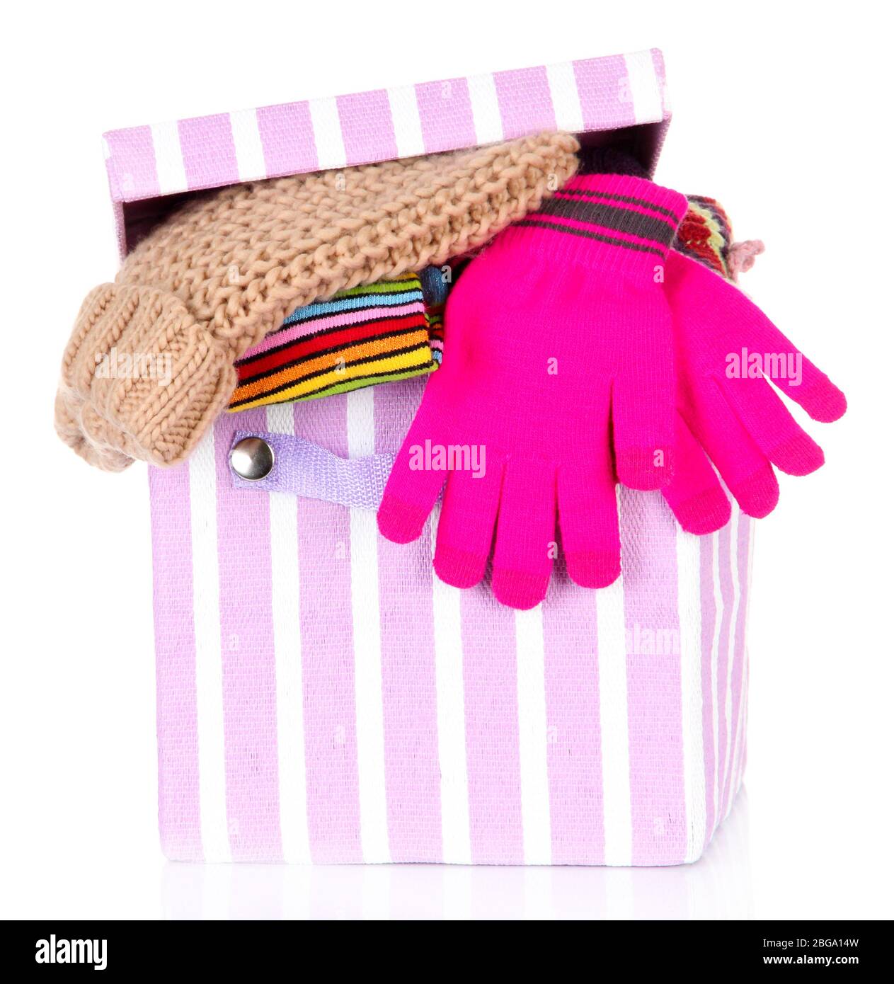Textile box with different clothes, isolated on white Stock Photo - Alamy