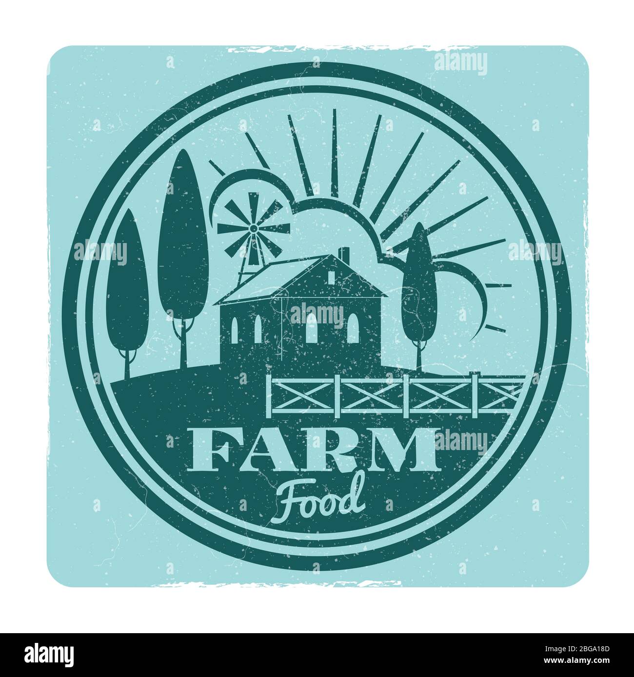Grunge farm food label design. Logo for farm product. Vector ...