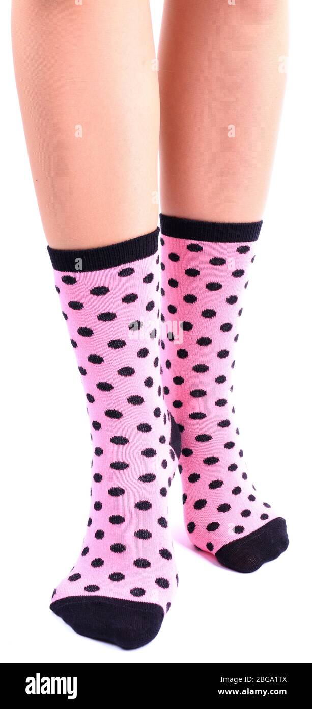 Female legs in colorful socks, isolated on white Stock Photo - Alamy