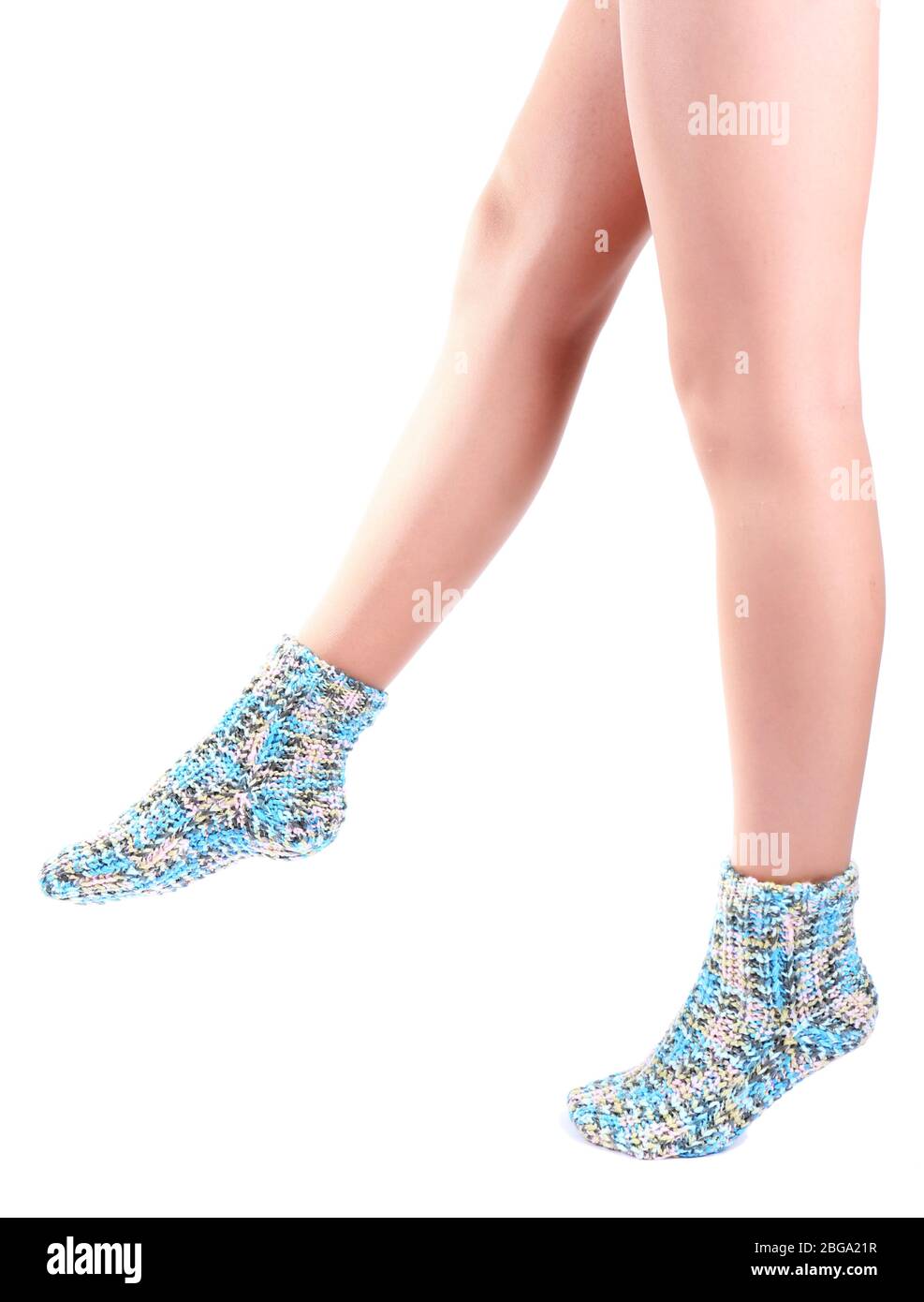 Female legs in white stockings Cut Out Stock Images & Pictures - Alamy
