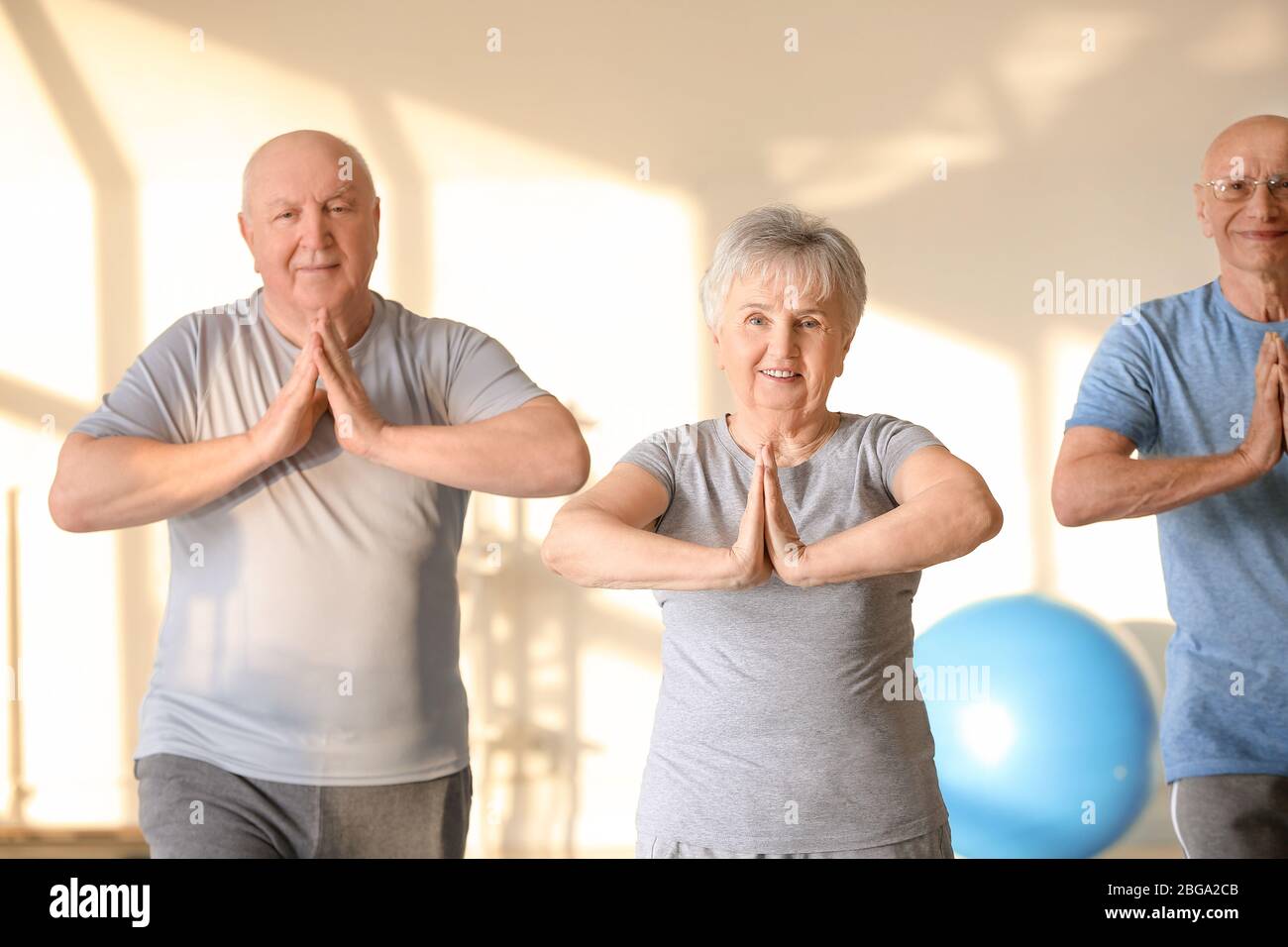 Elderly people exercising in gym Stock Photo - Alamy