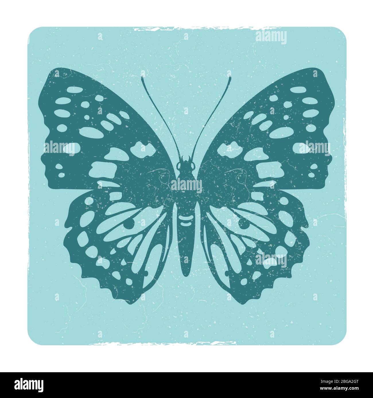 Grunge butterfly insect silhouette banner and poster vector emblem ...
