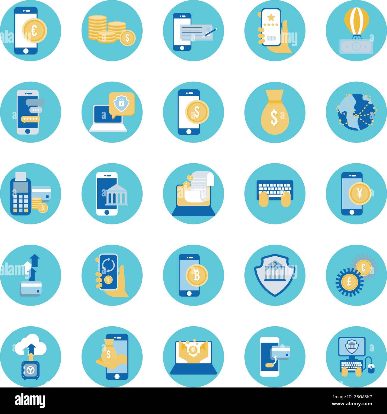 bundle of banking online set icons Stock Vector Image & Art - Alamy