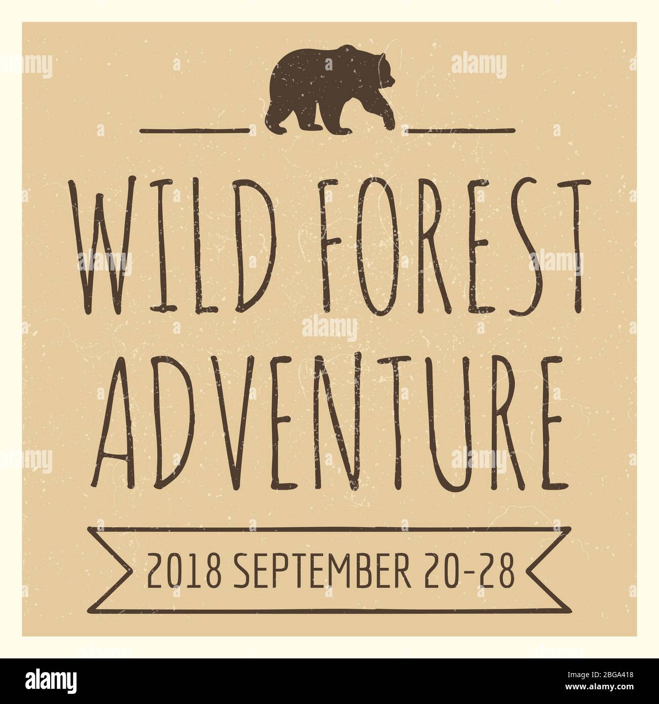 Vintage grunge wild forest adventures poster banner design. Vector ...
