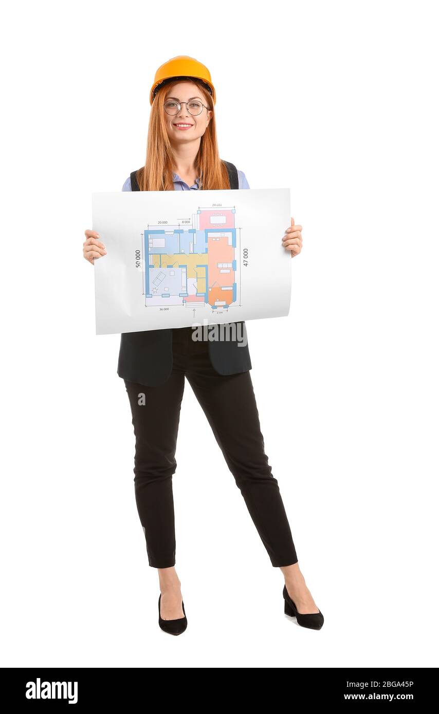 Portrait of architect on white background Stock Photo - Alamy