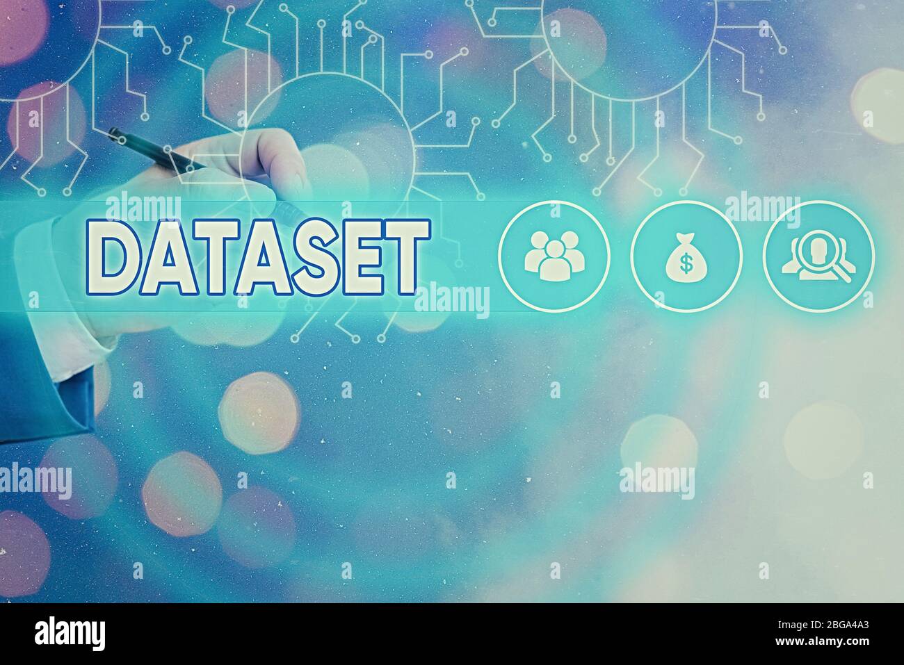 Conceptual hand writing showing Dataset. Concept meaning collection of ...