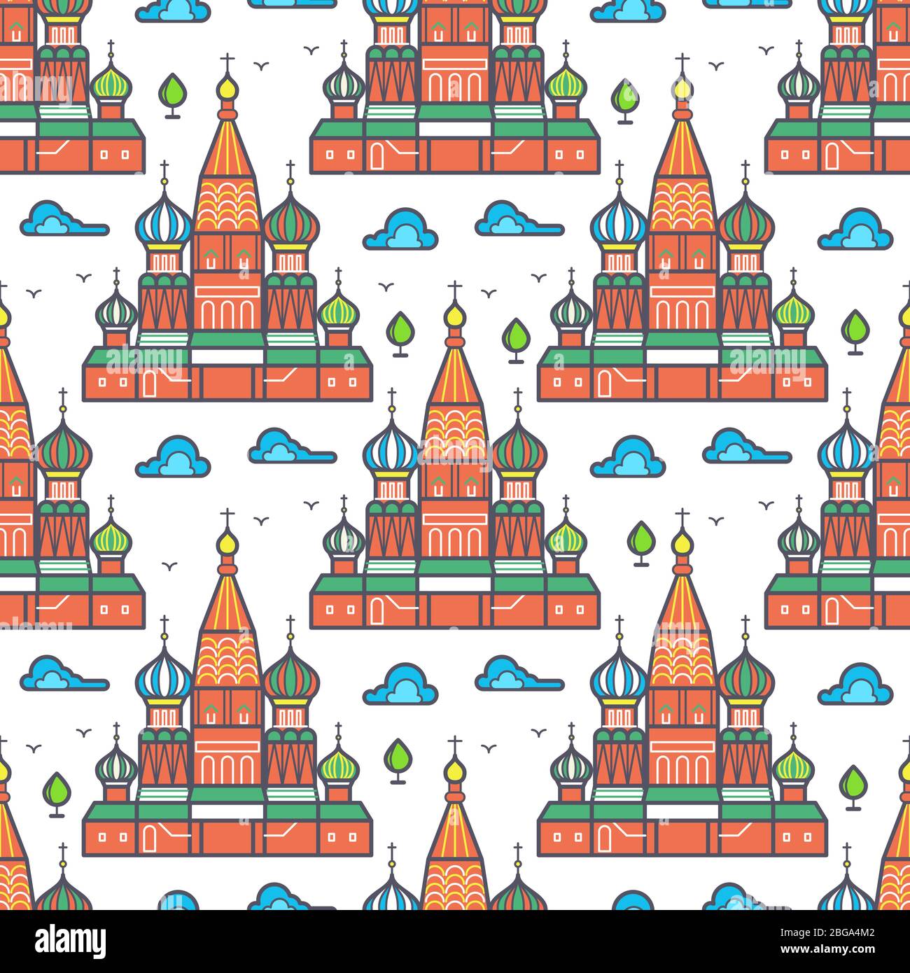 Famous Moscow cathedrale seamless pattern design - russian landmark ...