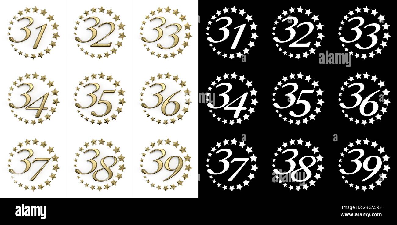 Set of numbers from thirty-one to thirty-nine. Anniversary celebration ...