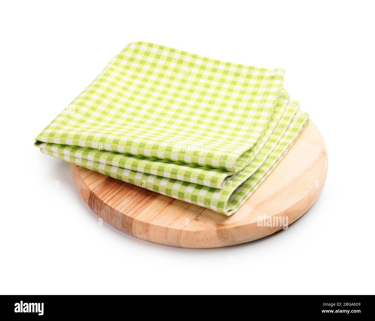Clean napkins with cutting board on white background Stock Photo - Alamy