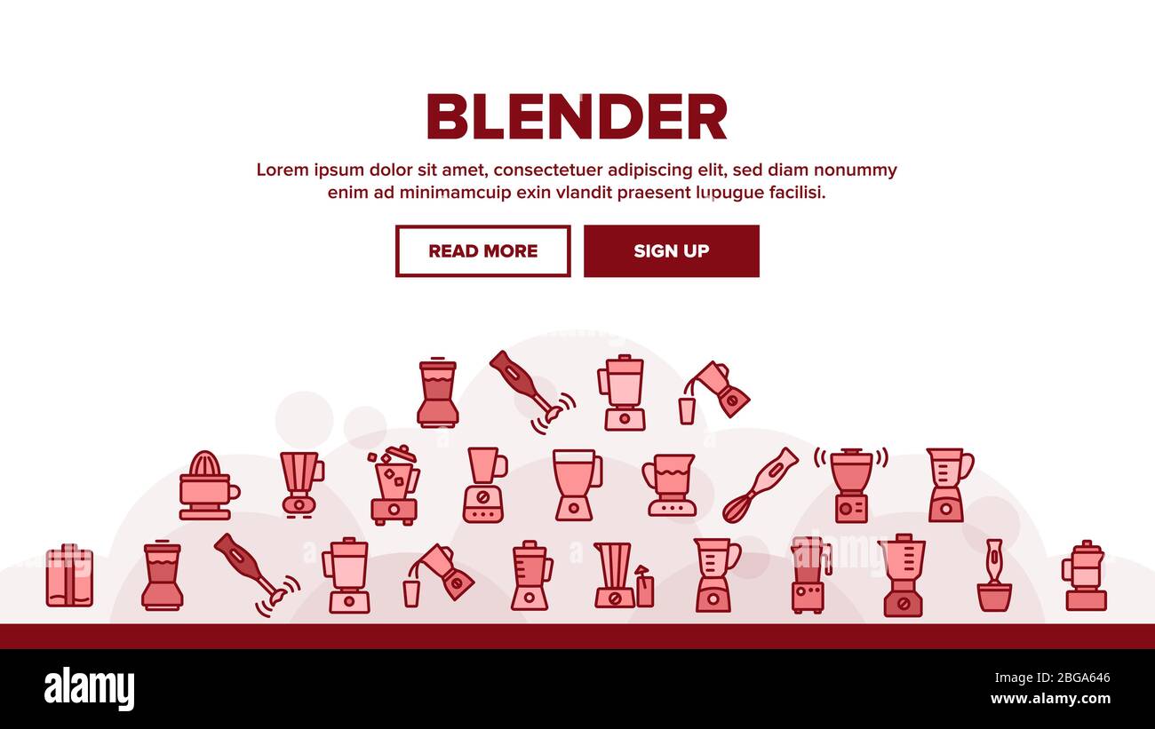 Blender Kitchen Tool Landing Header Vector Stock Vector Image & Art - Alamy