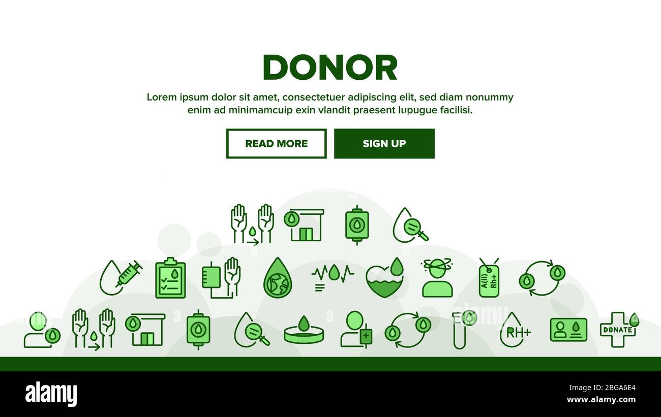 Donor Blood Donation Landing Header Vector Stock Vector Image & Art - Alamy