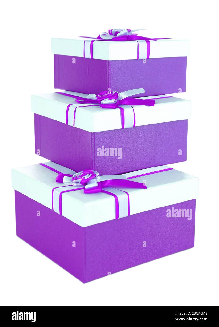 Beautiful purple gift wrapped Cut Out Stock Images & Pictures - Alamy