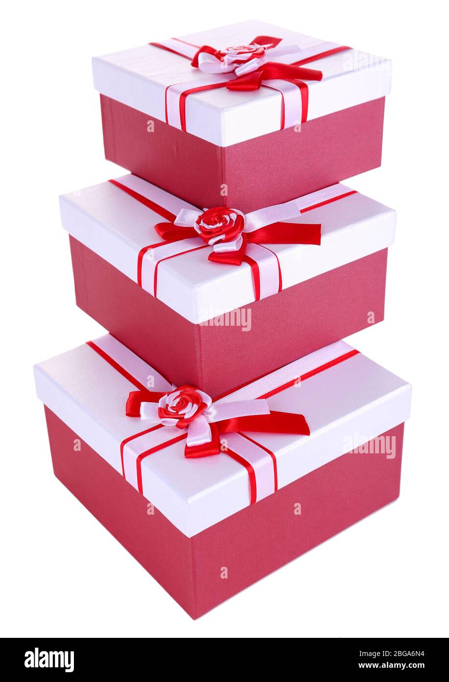 Beautiful gift boxes isolated on white Stock Photo - Alamy