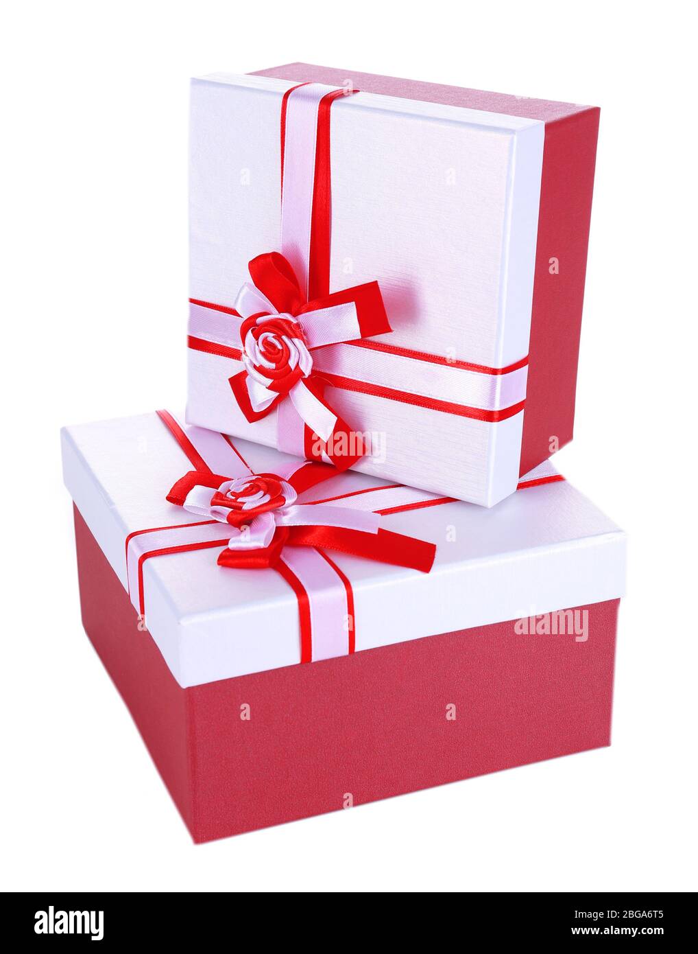 Beautiful gift boxes isolated on white Stock Photo - Alamy