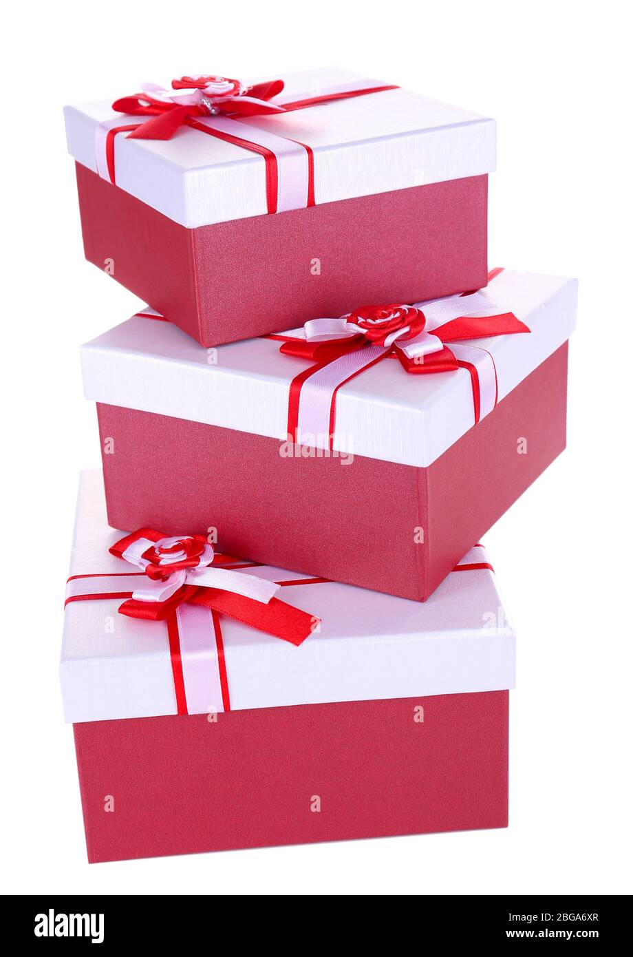 Beautiful gift boxes isolated on white Stock Photo - Alamy