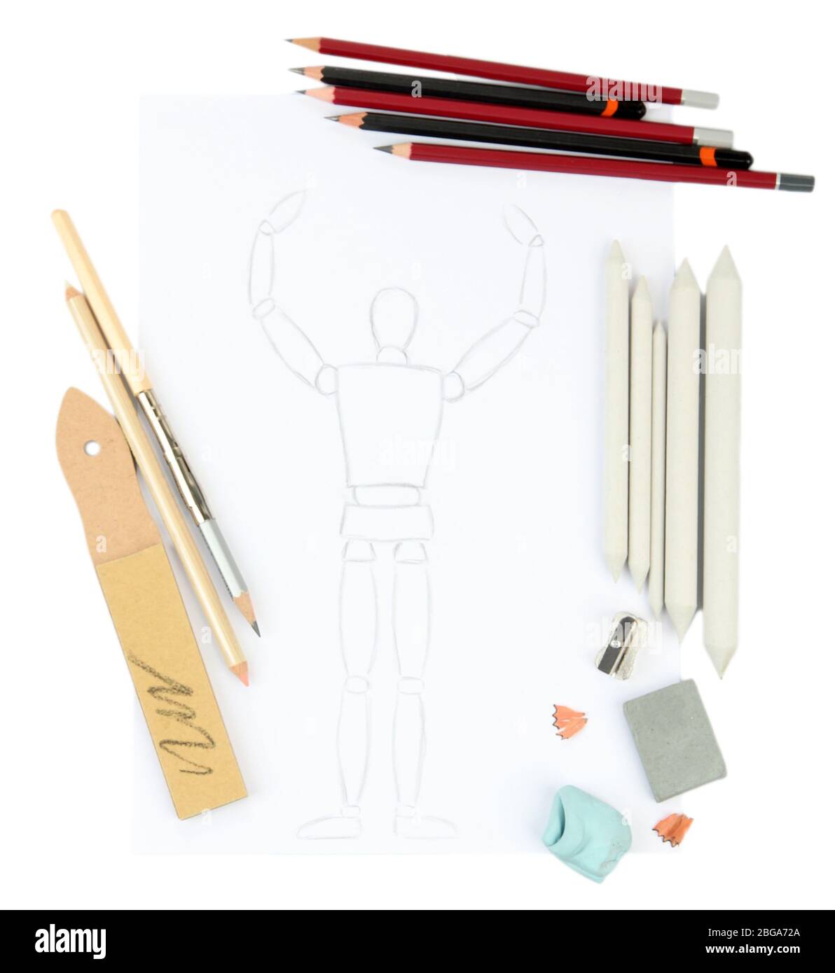 Professional art materials and sketch, isolated on white Stock Photo ...