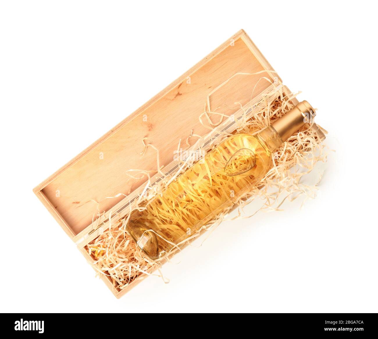 Box with bottle of wine on white background Stock Photo - Alamy