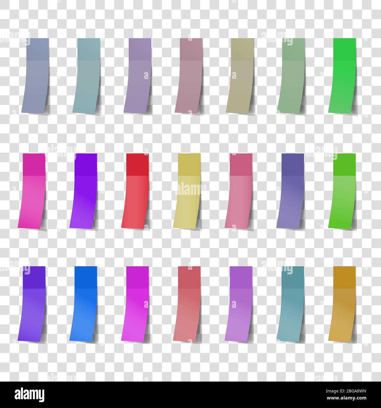 Post note stickers isolated on transparent background. Vector color ...