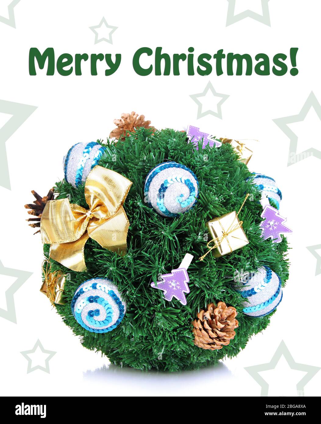 Christmas fir-tree ball with decoration isolated on white Stock Photo ...
