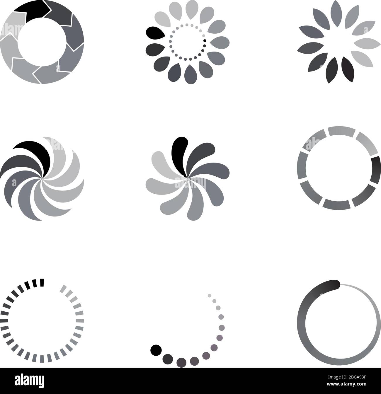 Loading flat vector icon set. Waiting symbol. Preloader sign Stock ...