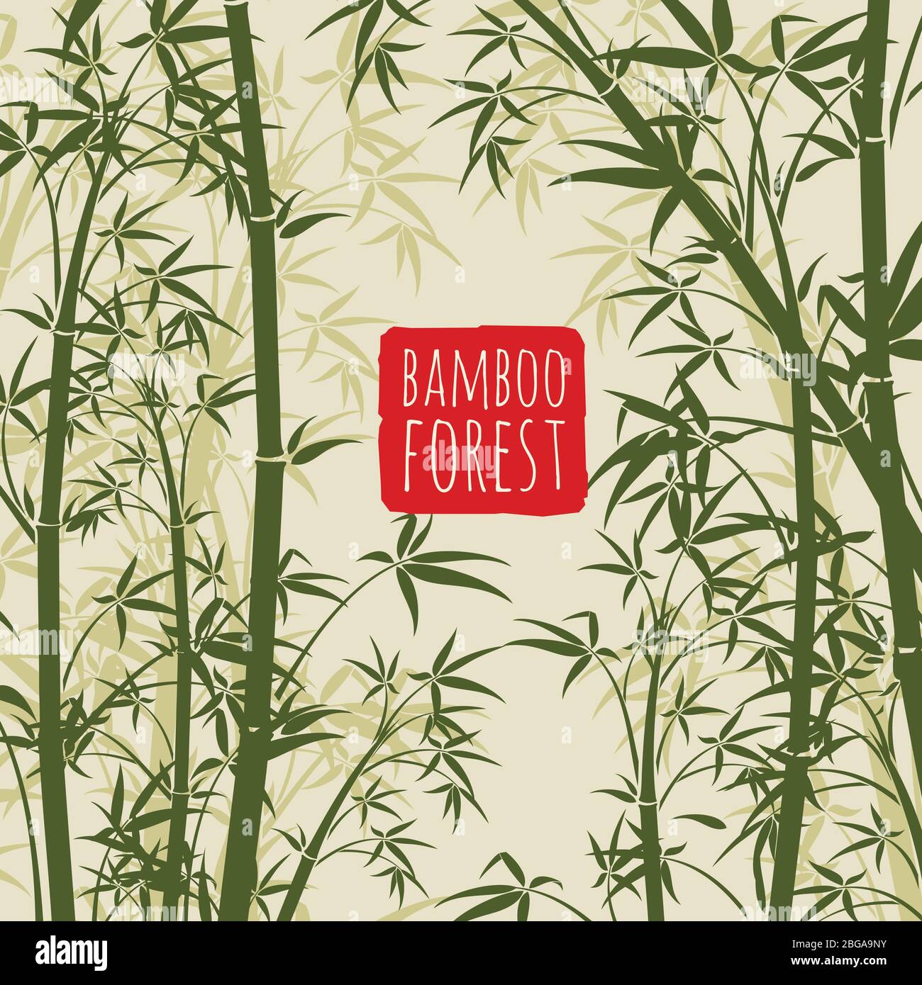 Bamboo rain forest vector wallpaper in japanese and chinese art style ...