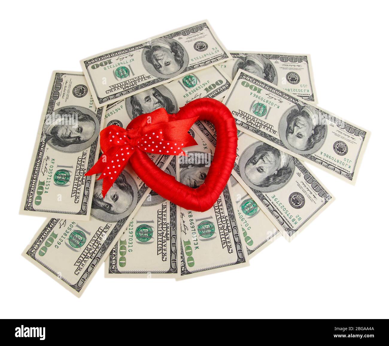 Love and money concept. Heart and American currency isolated on white ...
