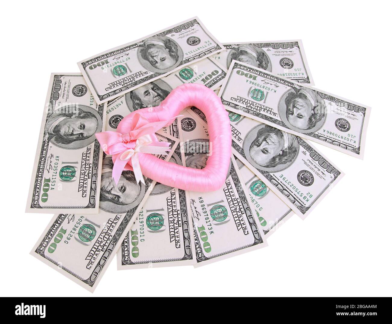 Love and money concept. Heart and American currency isolated on white ...